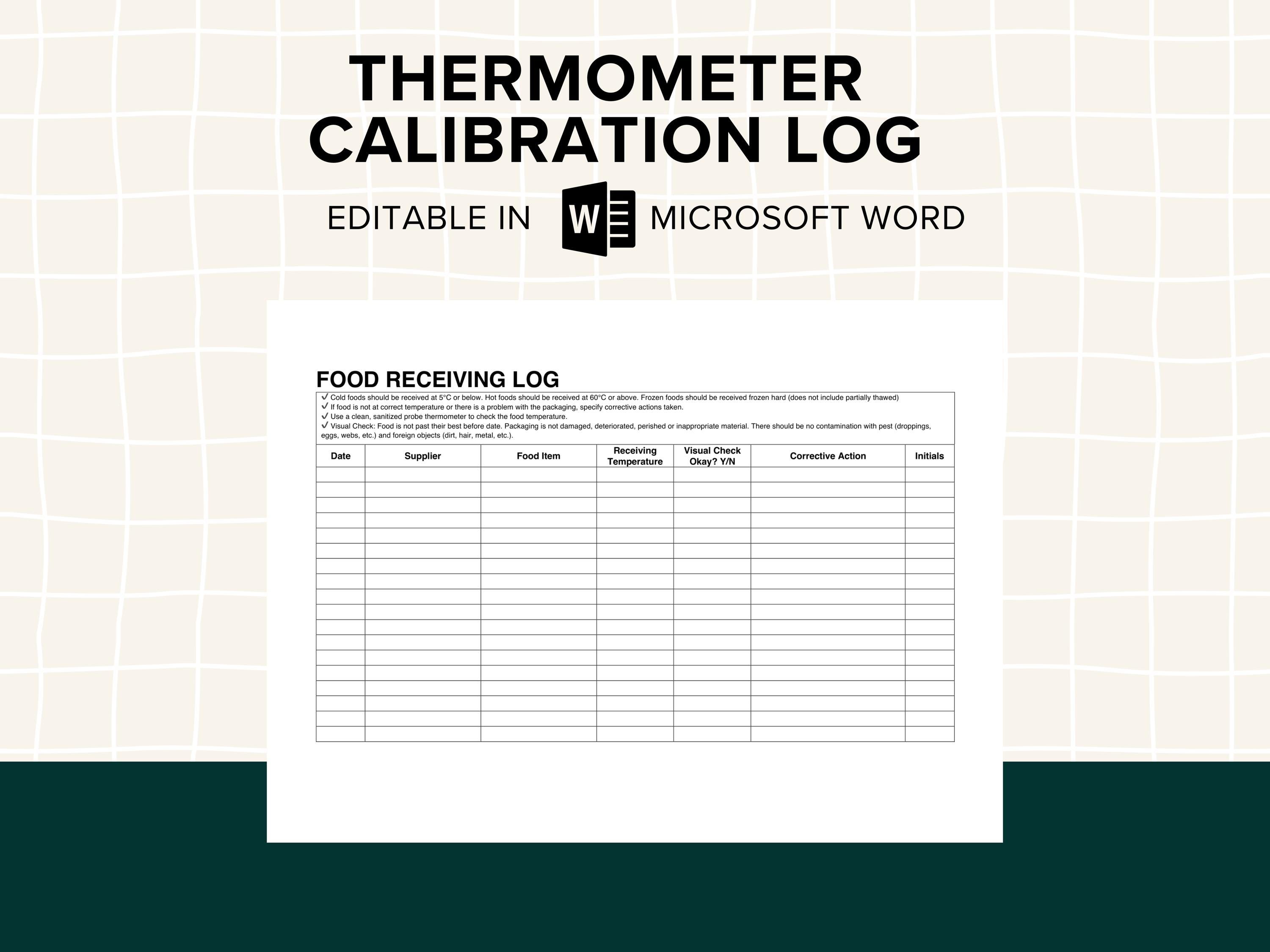 Thermometer Calibration Log Template, Editable HACCP Calibration Form ...