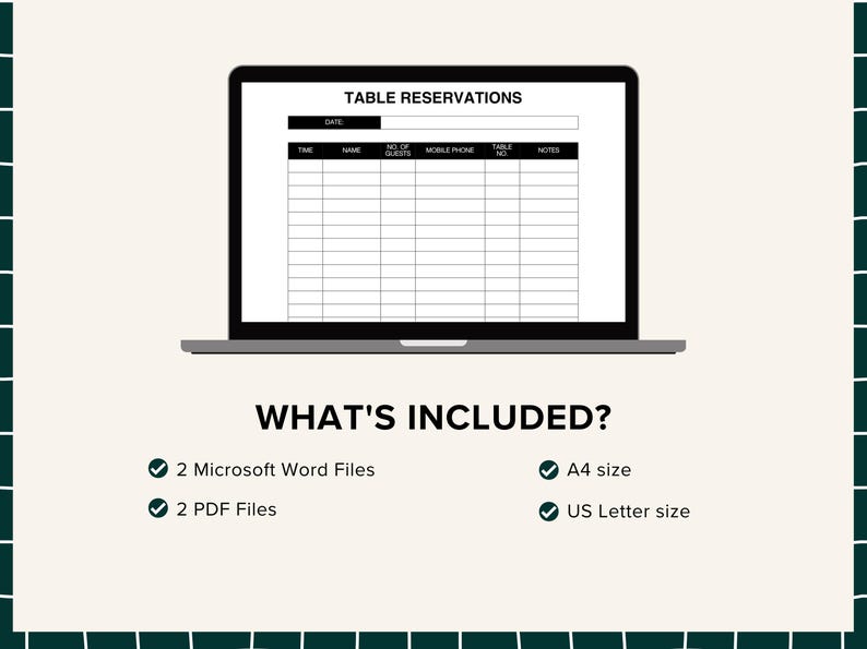 Restaurant Table Reservation Template | Editable Table Booking Form ...