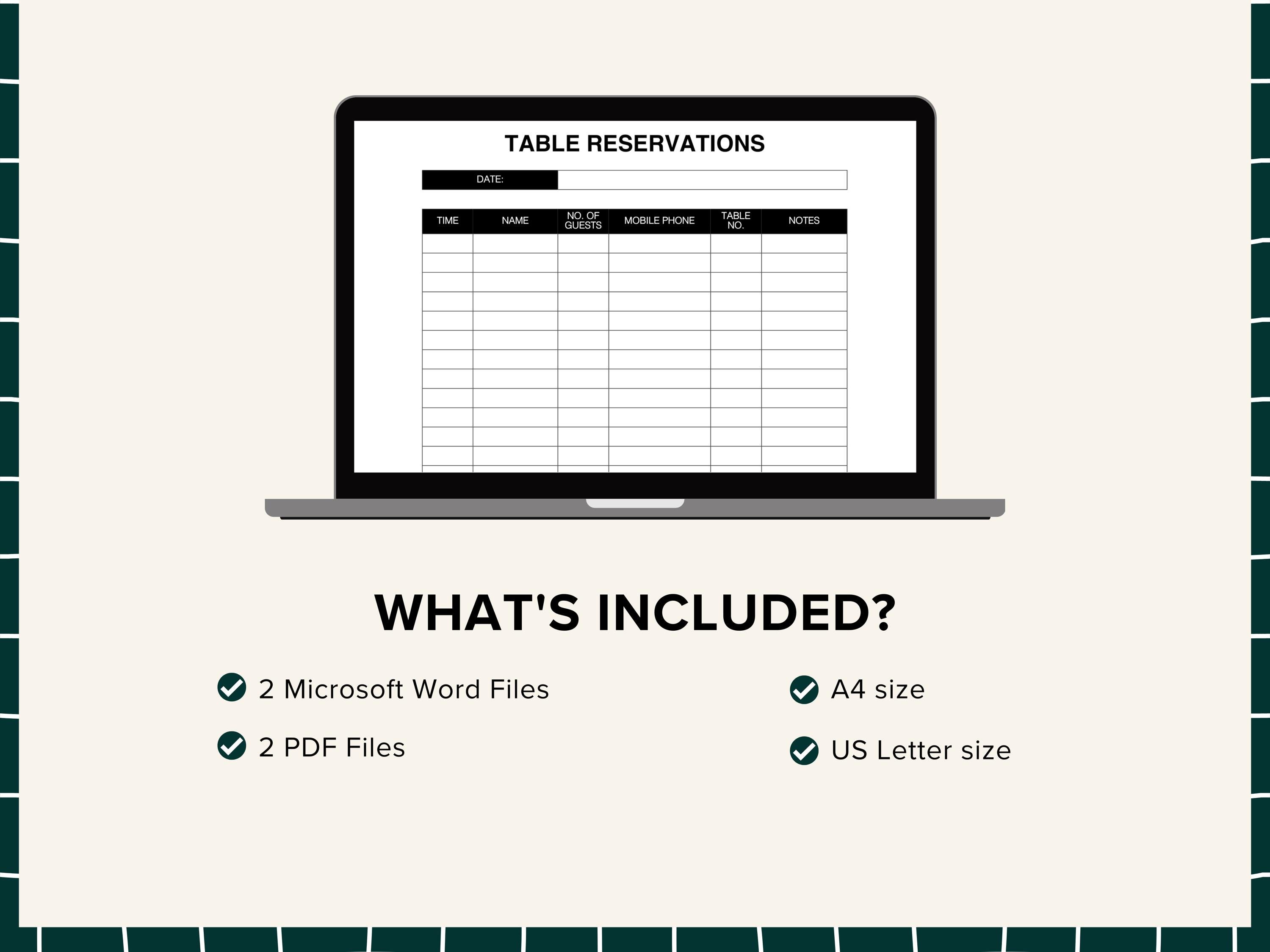 Restaurant Table Reservation Template | Editable Table Booking Form ...
