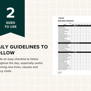 Bar Daily Operating Checklist Opening Side Work Closing for Restaurant ...