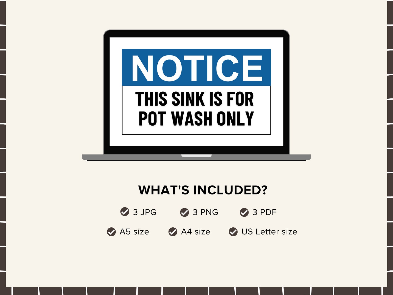 Printable Notice, Pot Wash Sink Only, Instant Download, Public Spaces ...