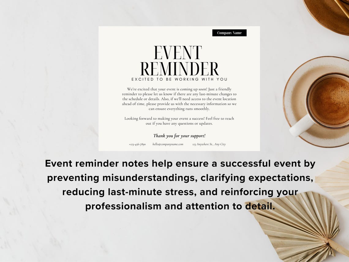 Editable Event Reminder Template, Customer Reminder Messages, Event ...