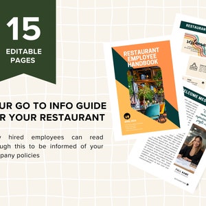 Restaurant Employee Handbook, Training Manual, New Hired Chefs, Servers ...