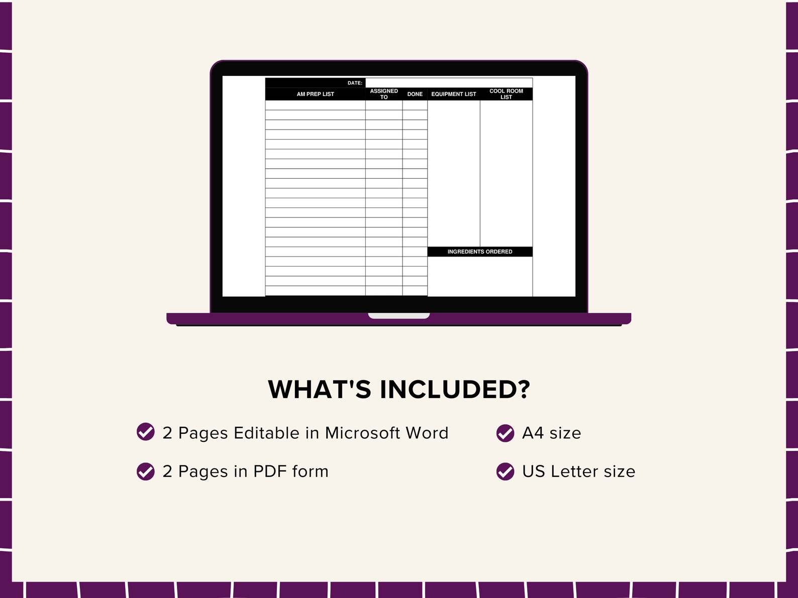 Kitchen Shift Handover Prep List, Notes Fot Chefs, Restaurant and Cafe ...