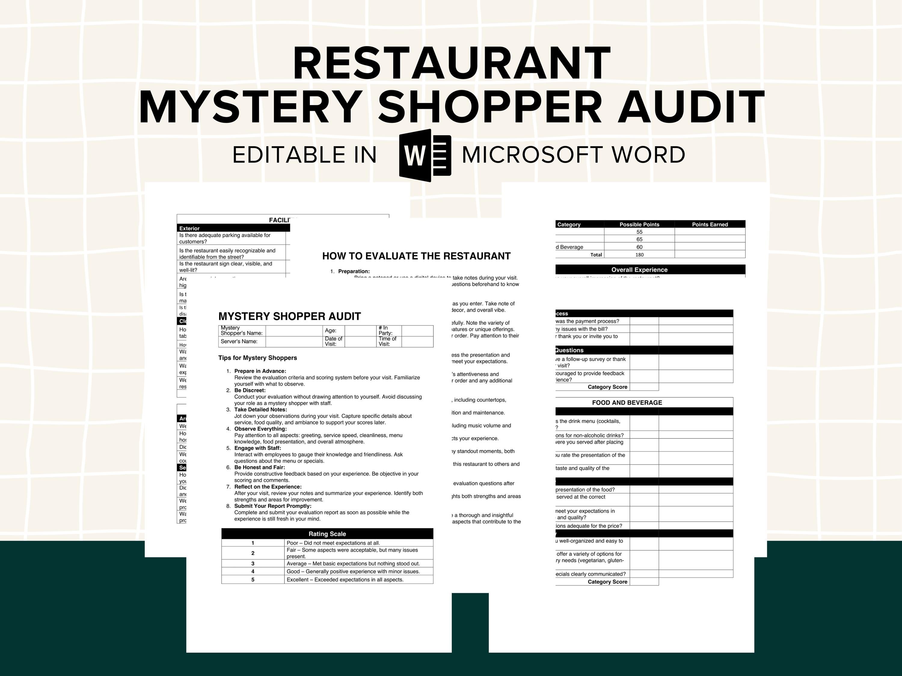 Mystery Shopper Audit for Restaurant Customer Experience Report ...
