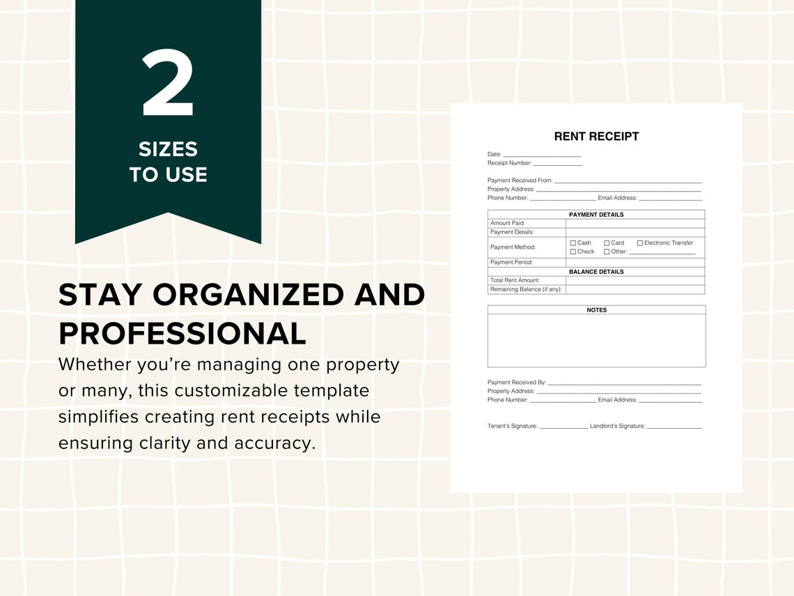 Landlord Rent Receipt Template, Printable Tenant Rental Receipt ...