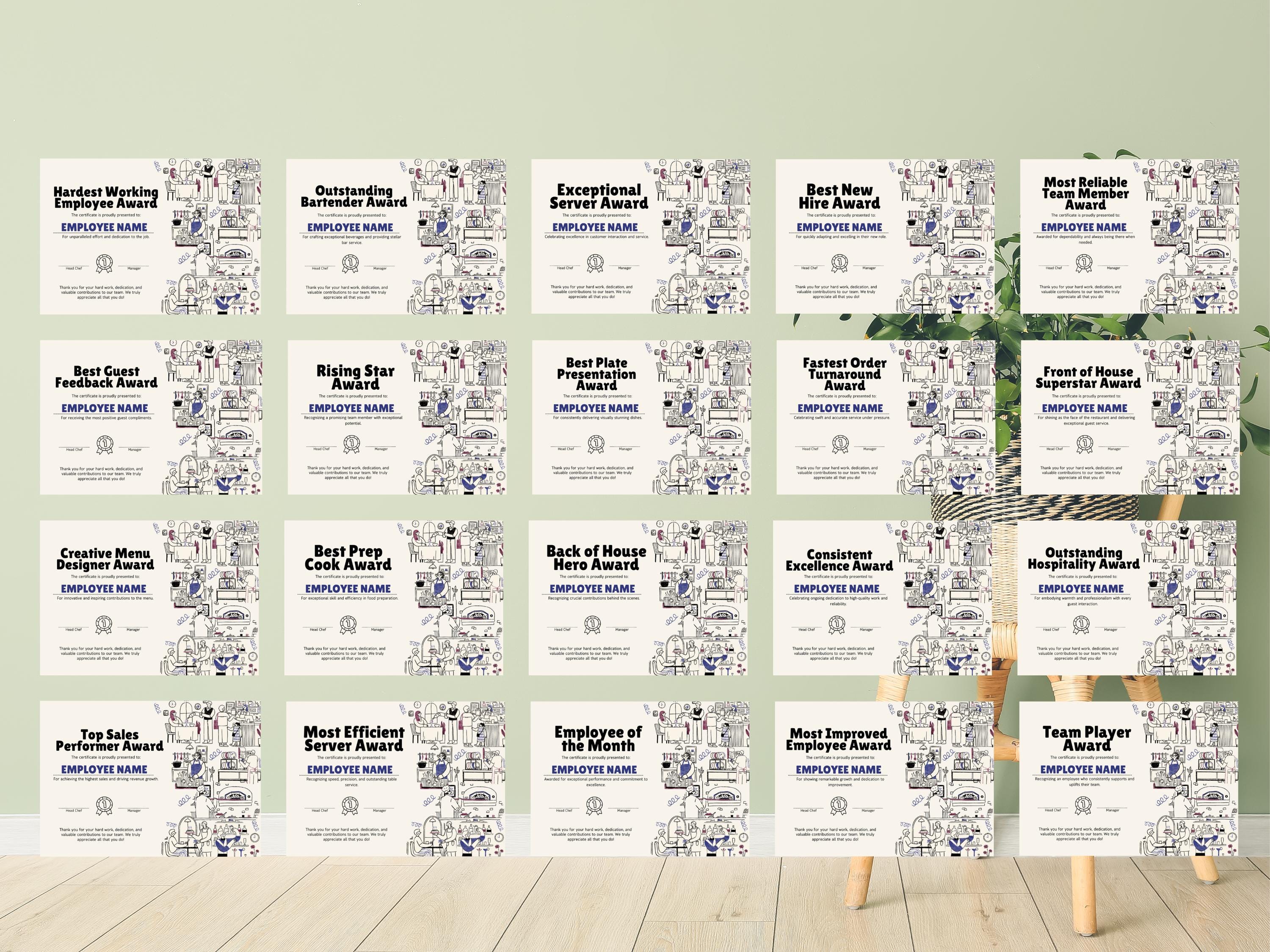 40 Restaurant Employee Appreciation Certificate Canva Template, Staff ...