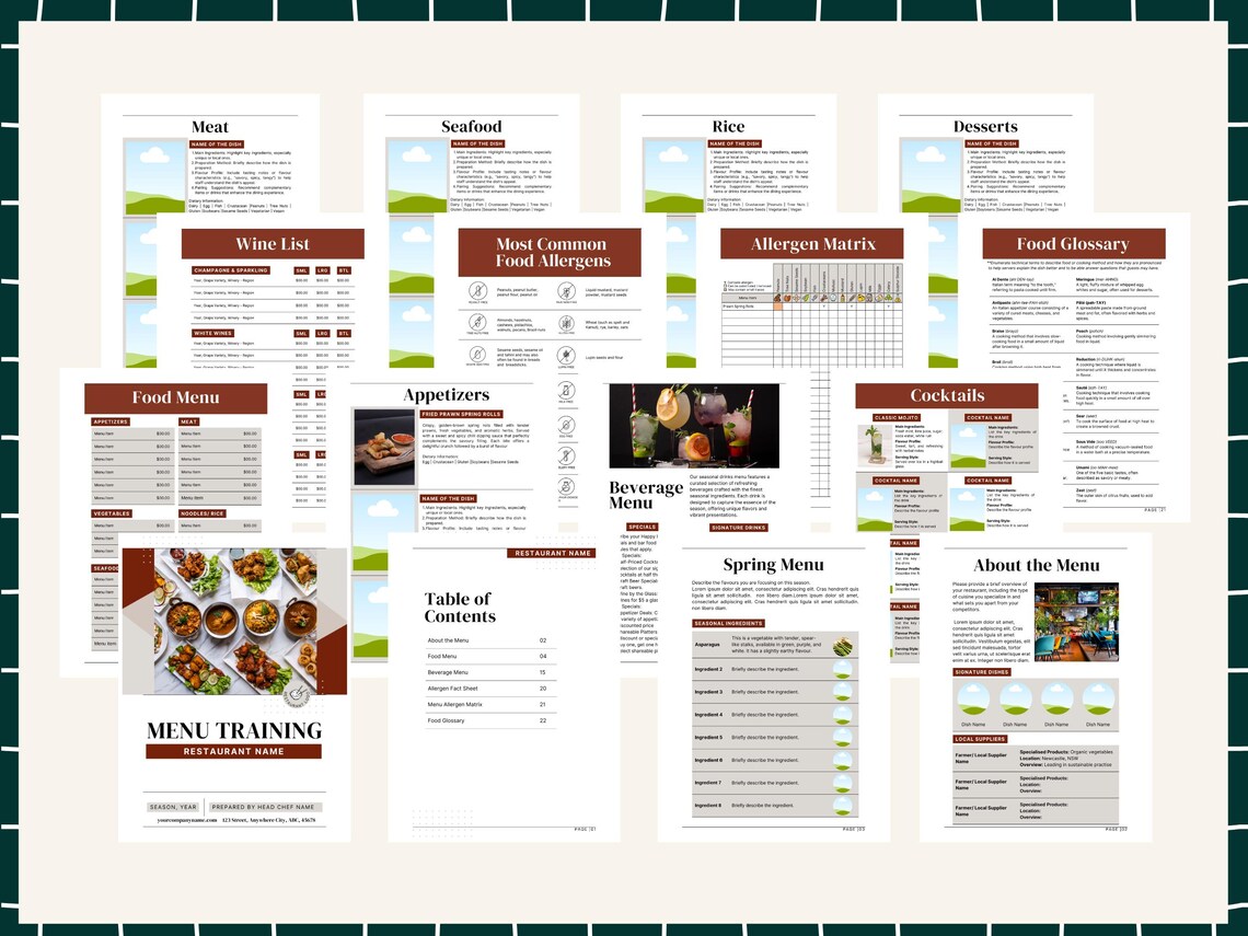 Menu Training Manual Template, Restaurant Staff Training Guide ...
