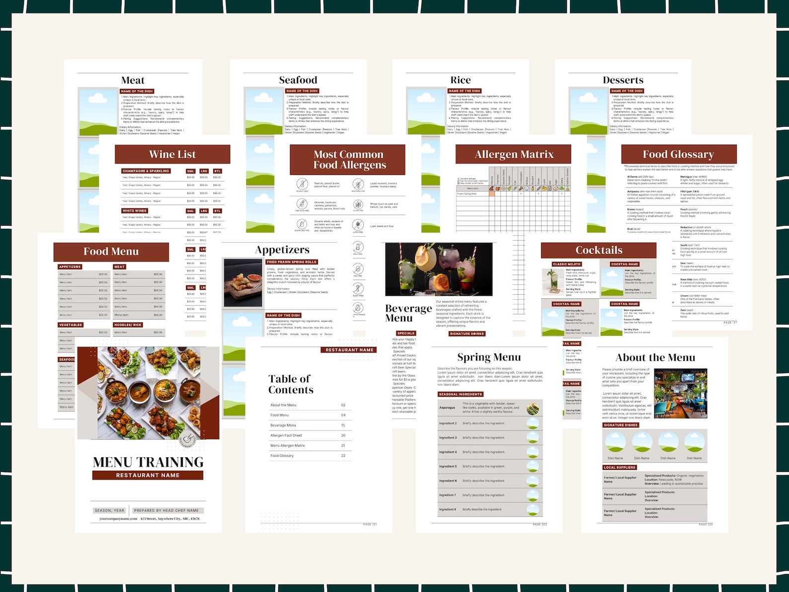 Menu Training Manual Template, Restaurant Staff Training Guide ...