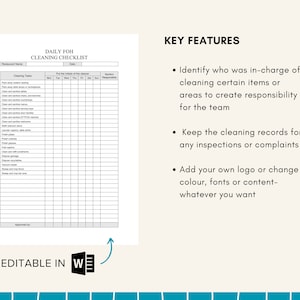 Restaurant FOH Cleaning Checklist | Restaurant Cleaning Checklist ...