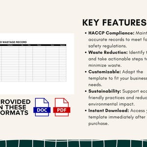 Restaurant Food Waste Tracker, Printable Food Disposal Sheet, Food ...