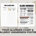 Menu Food Allergen Chart, Menu Items, Common Food Allergies List ...