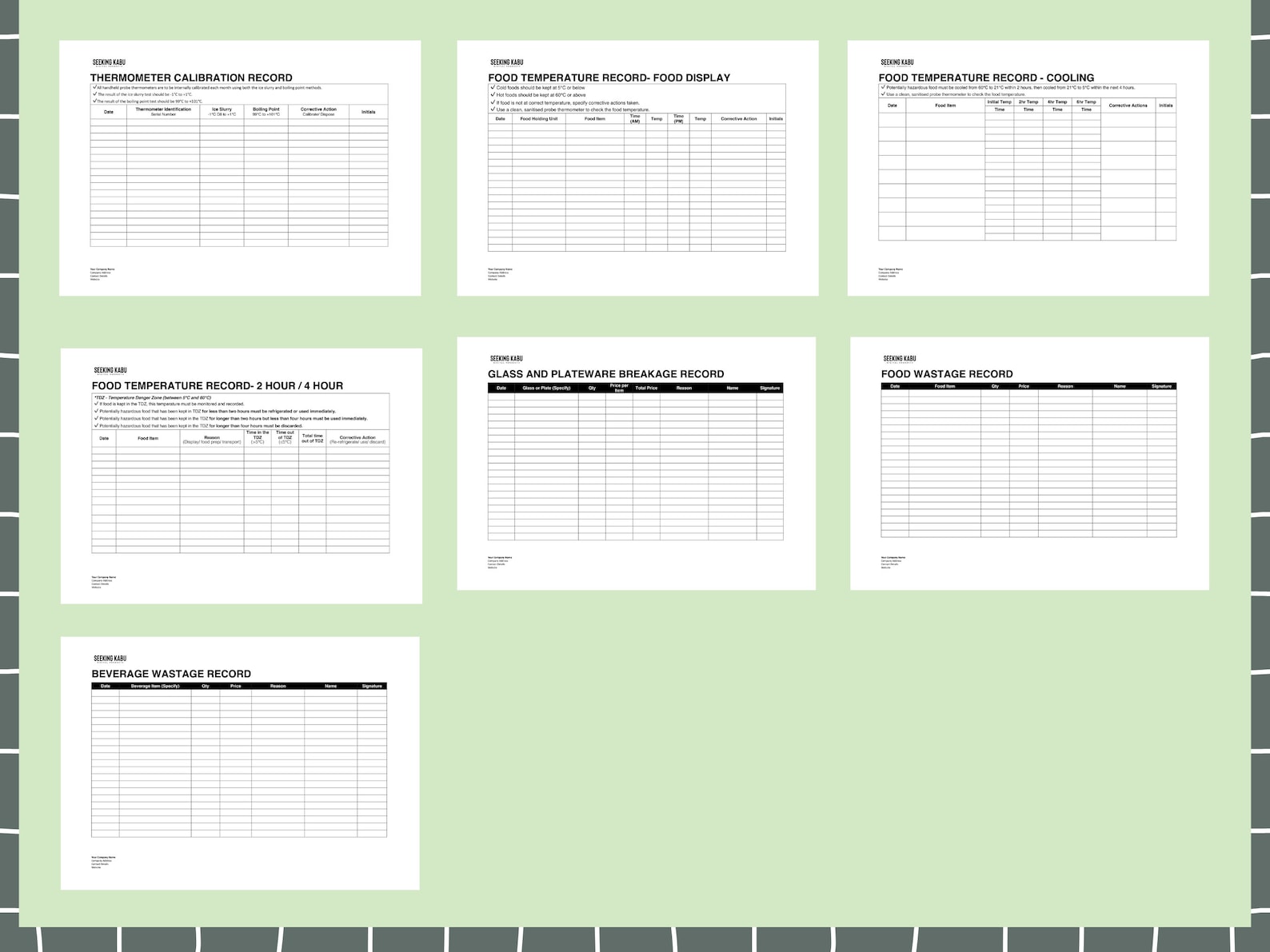Restaurant Kitchen Templates Bundle, Order and Prep List, Fridge and ...