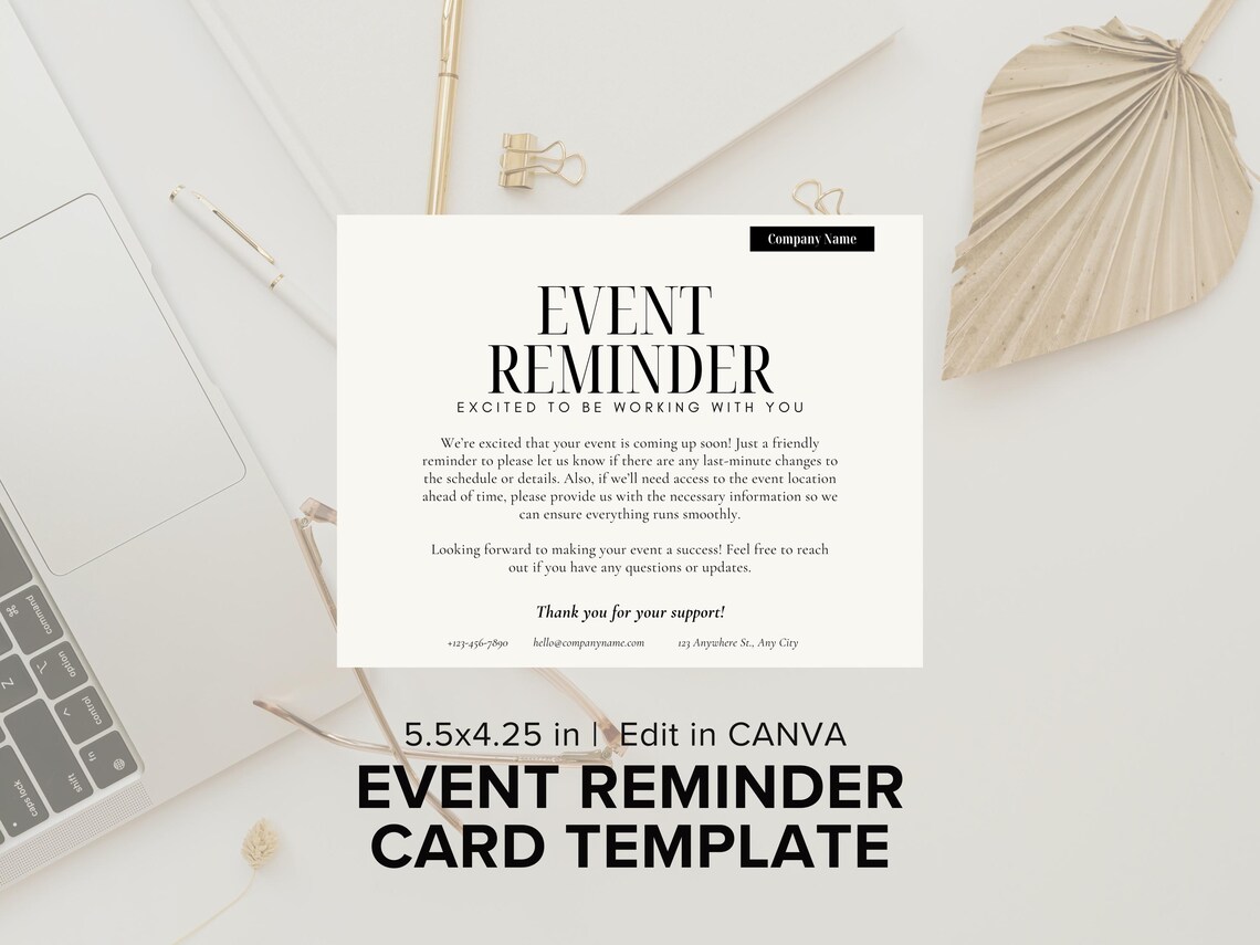 Editable Event Reminder Template, Customer Reminder Messages, Event ...