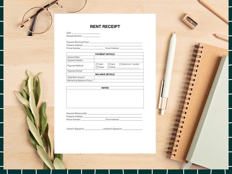Landlord Rent Receipt Template, Printable Tenant Rental Receipt ...