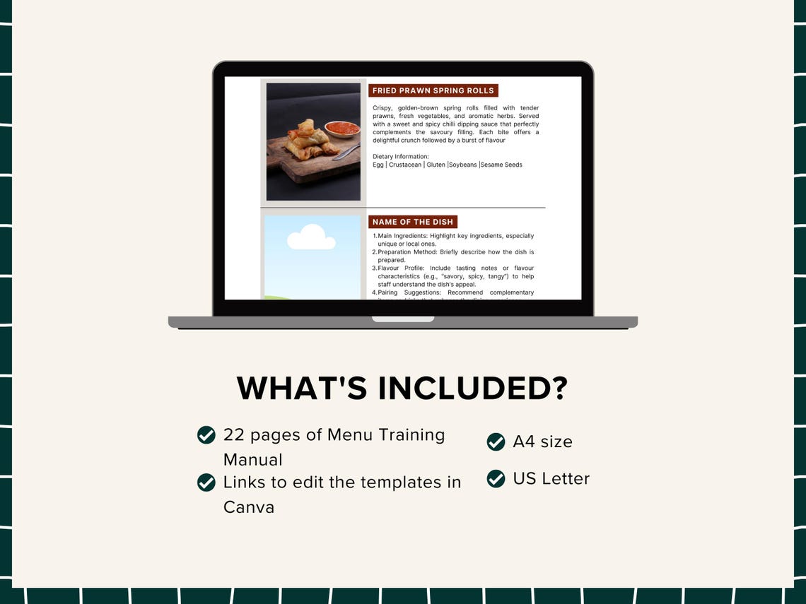 Menu Training Manual Template, Restaurant Staff Training Guide, Editable Menu Item Knowledge ...