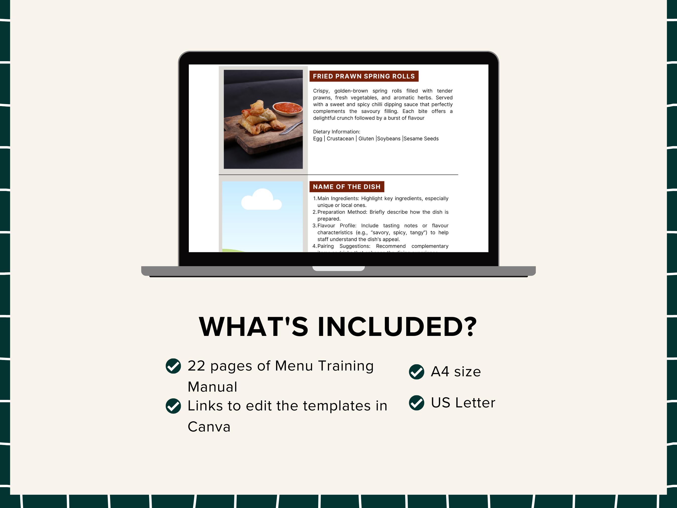 Menu Training Manual Template, Restaurant Staff Training Guide ...