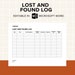 Lost and Found Log; Tracker; Customisable, Editable Templates; PDF, MS ...