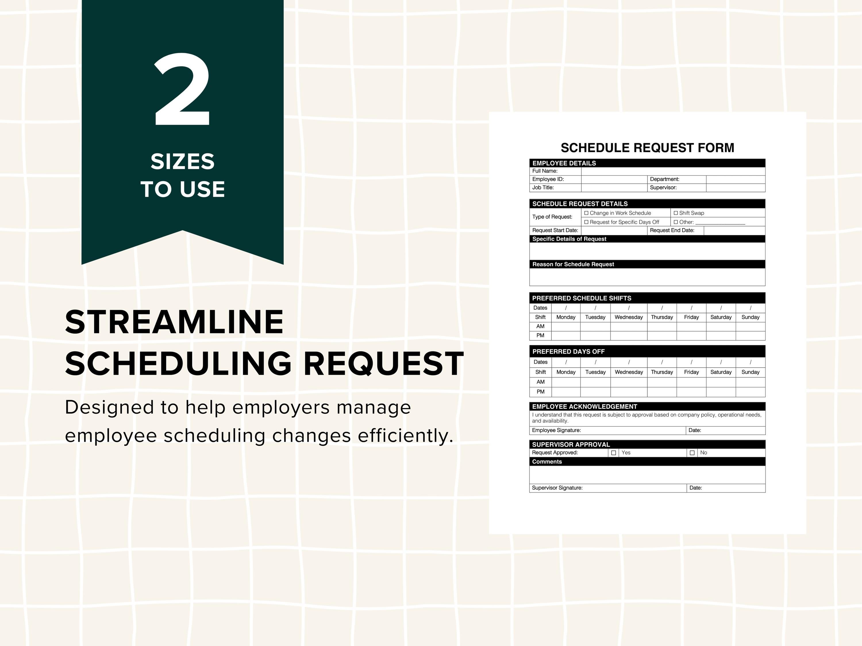 Employee Schedule Request Form, Flexible Shift Change Sheet, Work ...