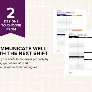 Kitchen Shift Handover Prep List, Notes Fot Chefs, Restaurant and Cafe ...