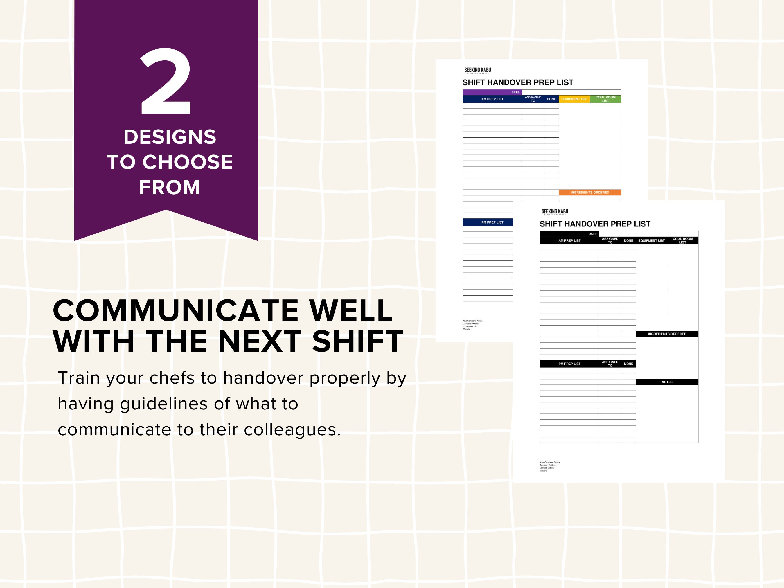 Kitchen Shift Handover Prep List, Notes Fot Chefs, Restaurant and Cafe ...