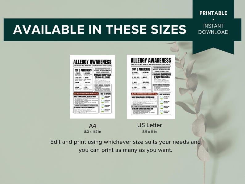 Menu Food Allergen Chart, Menu Items, Common Food Allergies List ...