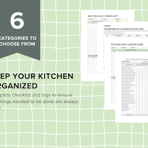 Restaurant Kitchen Templates Bundle, Order and Prep List, Fridge and ...