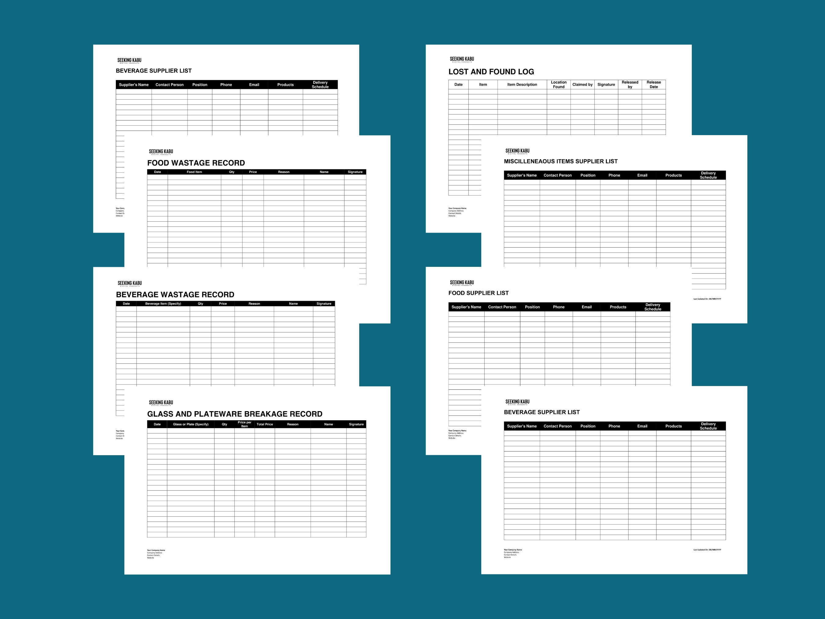 Restaurant FOH Templates Bundle, Daily, Server, Host, Bartender ...