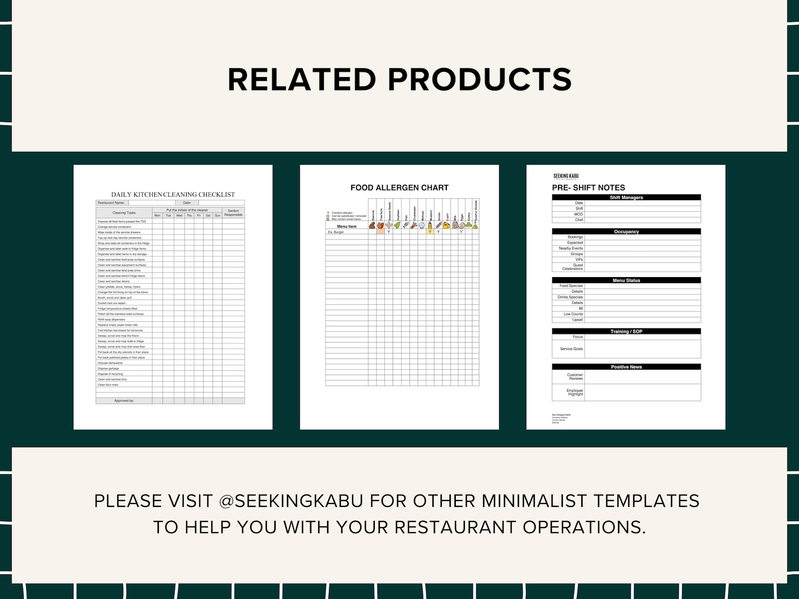 Kitchen Daily Prep List, Shift Handover Notes Fot Chefs, Restaurant and ...