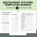 Restaurant Kitchen Templates Bundle, Order and Prep List, Fridge and ...