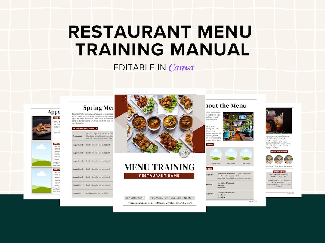 Menu Training Manual Template, Restaurant Staff Training Guide ...