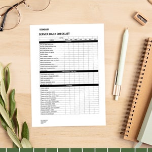 Server Daily Checklist Restaurant Cafe New Hire Training, Mis En Place ...