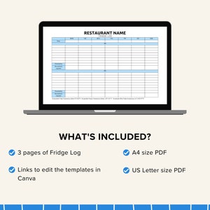 Restaurant Fridge Temperature Log, Commercial Kitchen and Bar, AM and ...