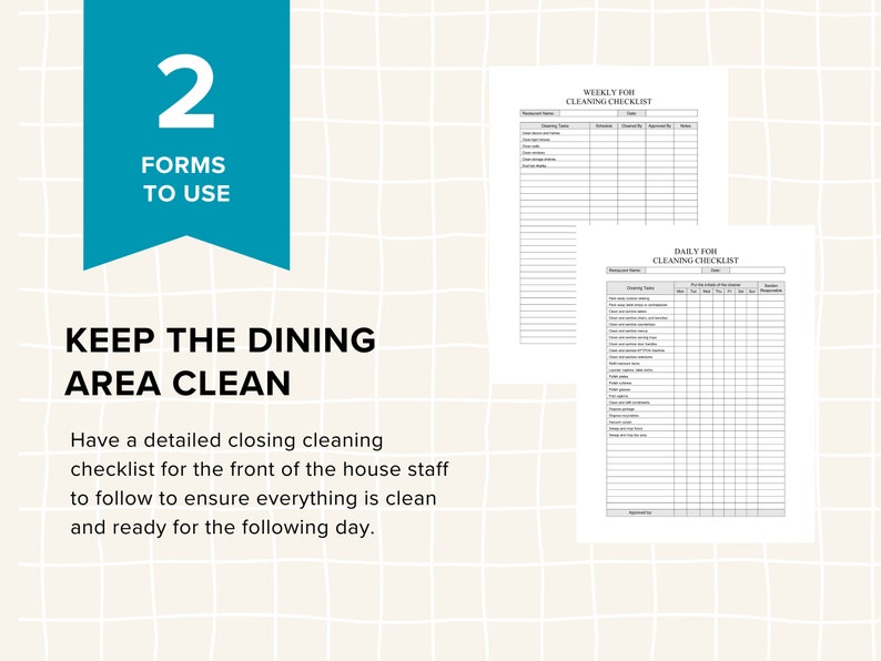 Restaurant FOH Cleaning Checklist | Restaurant Cleaning Checklist ...