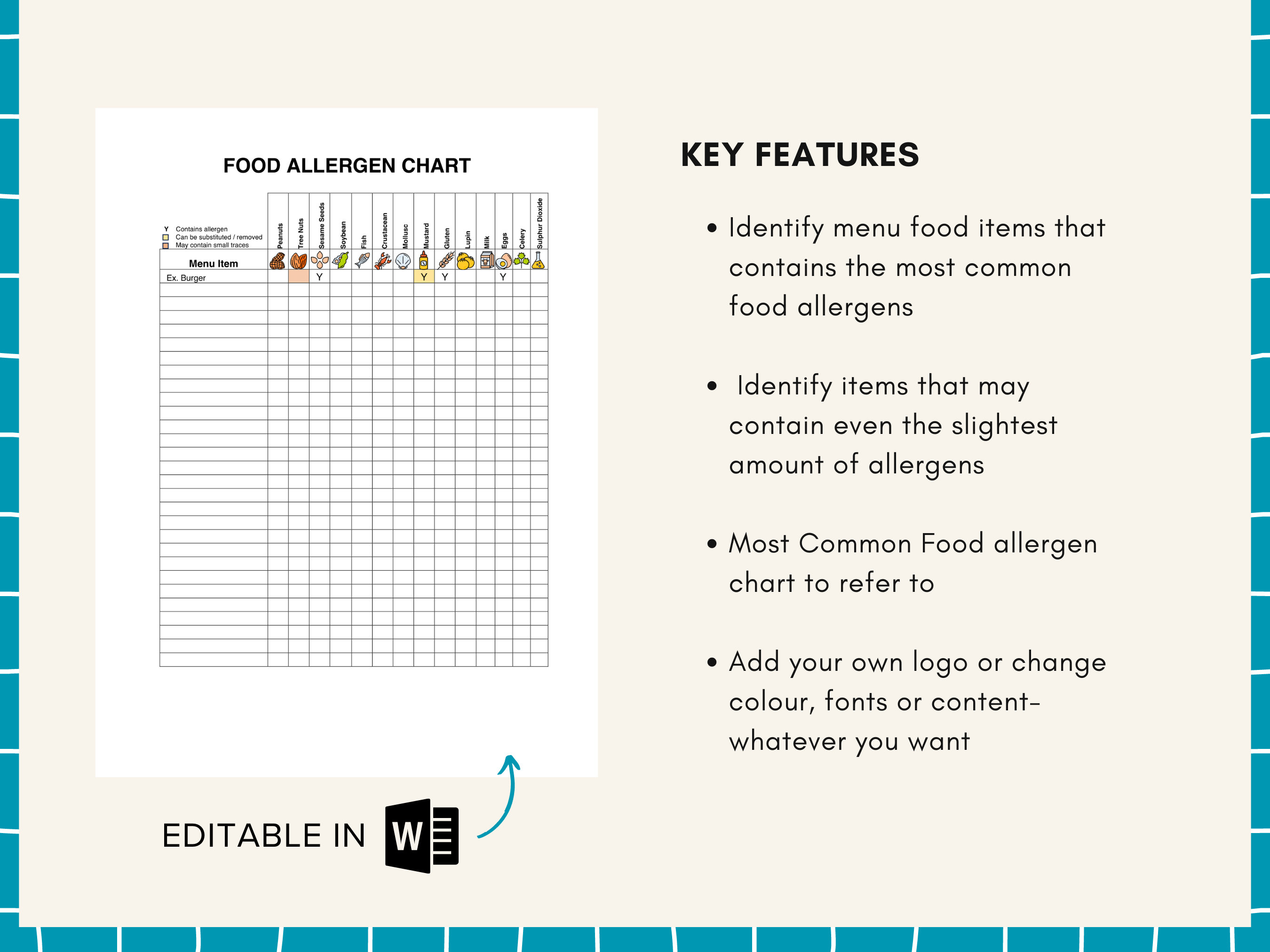 Restaurant Food Allergen Chart, Menu Items, Common Food Allergies List ...