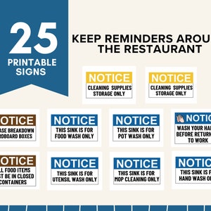 Printable Notice Restaurant Signs, Food Safety, Hygiene, Sinks, Cool ...
