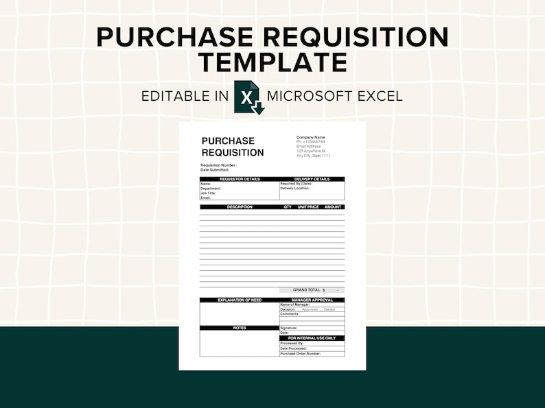Purchase Requisition Template | Excel Procurement Request Form & Tracking Spreadsheet for ...