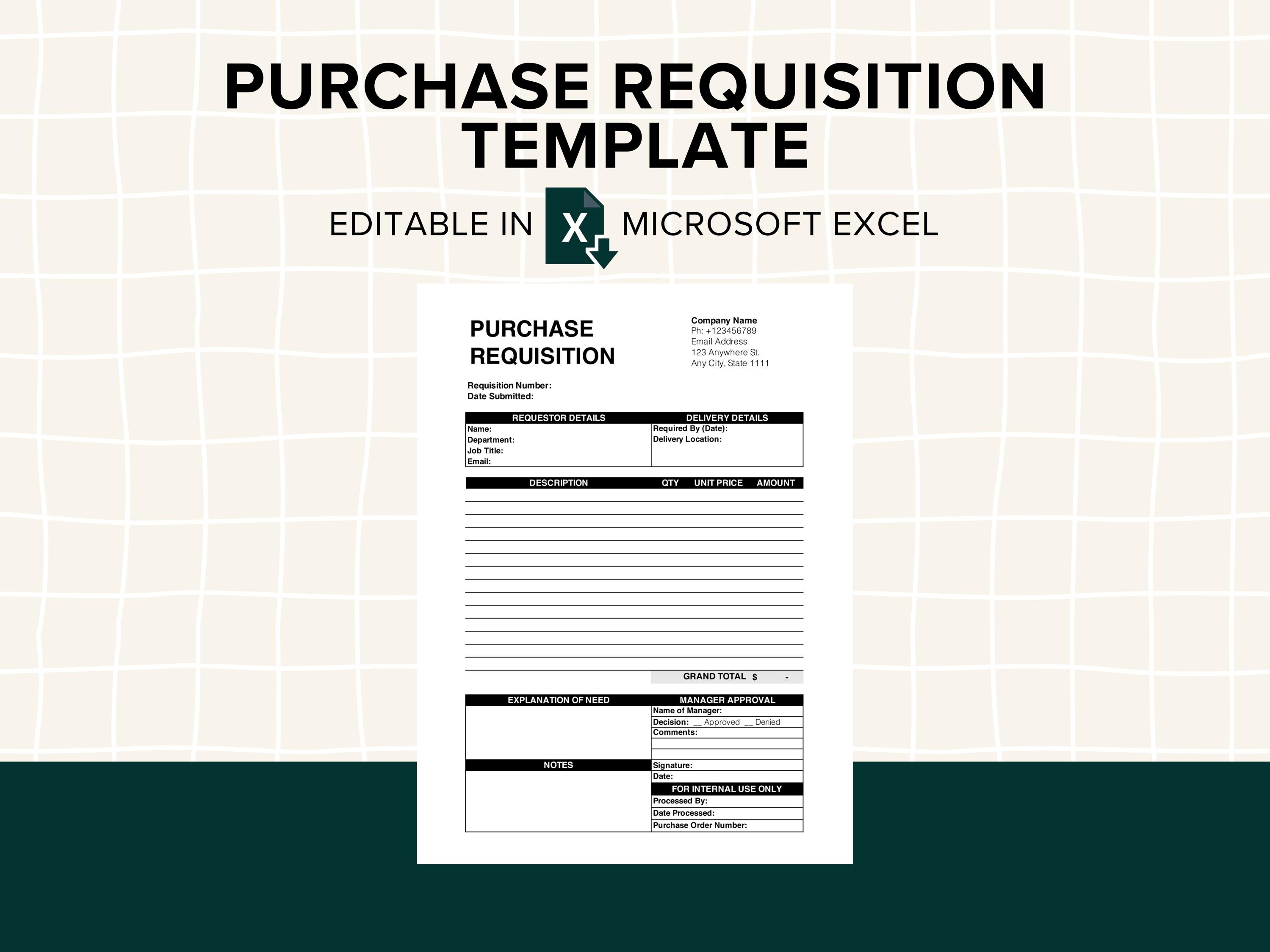 Purchase Requisition Template | Excel Procurement Request Form ...