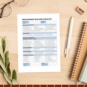 Restaurant New Hire Checklist, Cafe, Bar, Casual, Fine Dining, Weekly ...