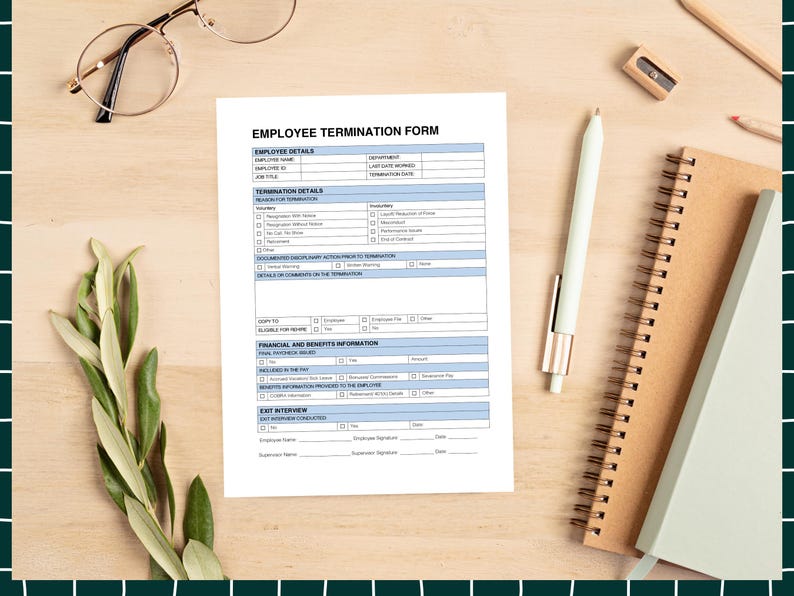 Employee Termination Form - Editable Microsoft Word Template, HR ...