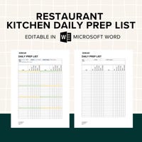 Prep & Par List Template, Food Prep List, Prep List Template, Editable ...