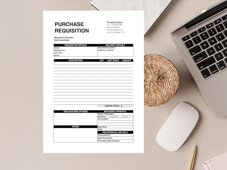 Purchase Requisition Template | Excel Procurement Request Form & Tracking Spreadsheet for ...