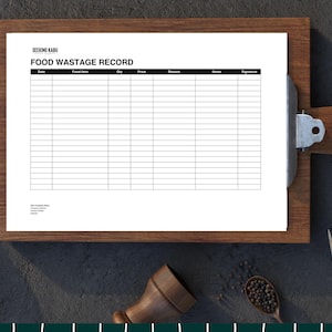 Wastage Record Sheets for Food, Beverage Glass and Plate Breakage Log ...