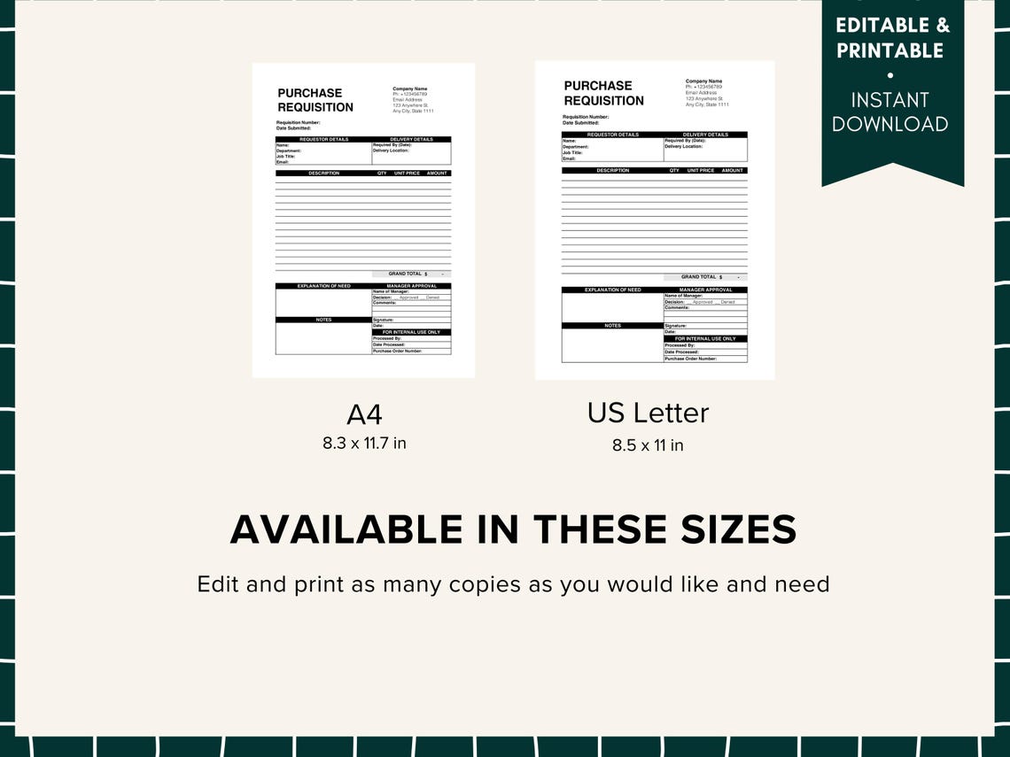 Purchase Requisition Template | Excel Procurement Request Form ...