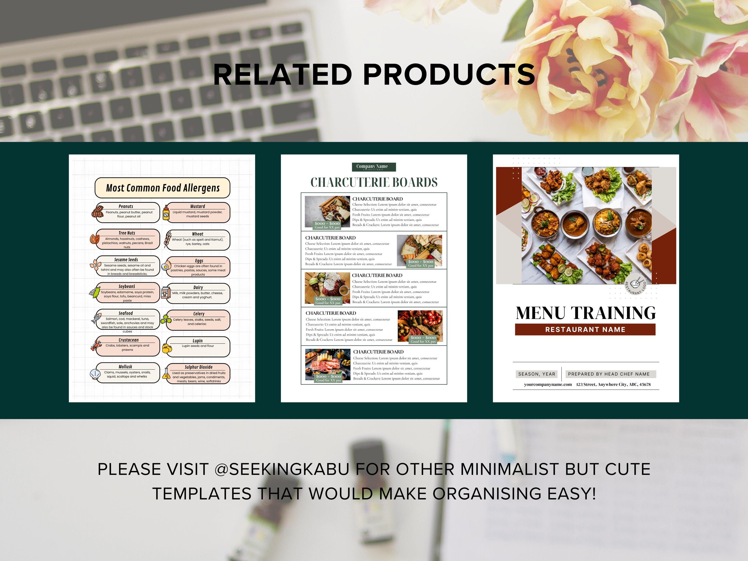 Menu Food Allergen Chart, Menu Items, Common Food Allergies List ...