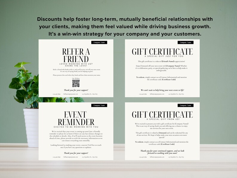 Editable Customer Care Cards Bundle, Referral Card, Event Payment ...