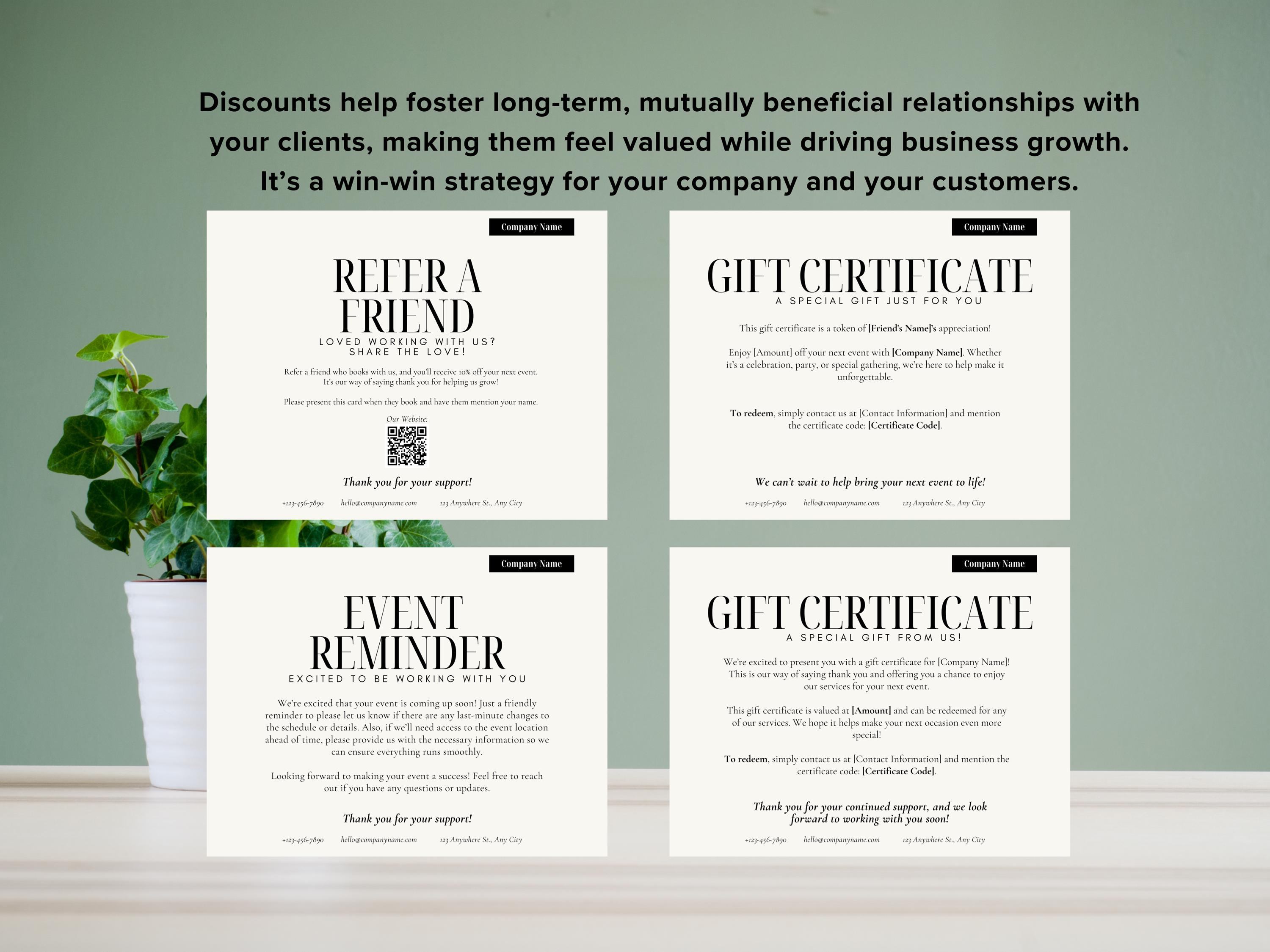 Editable Customer Care Cards Bundle, Referral Card, Event Payment ...