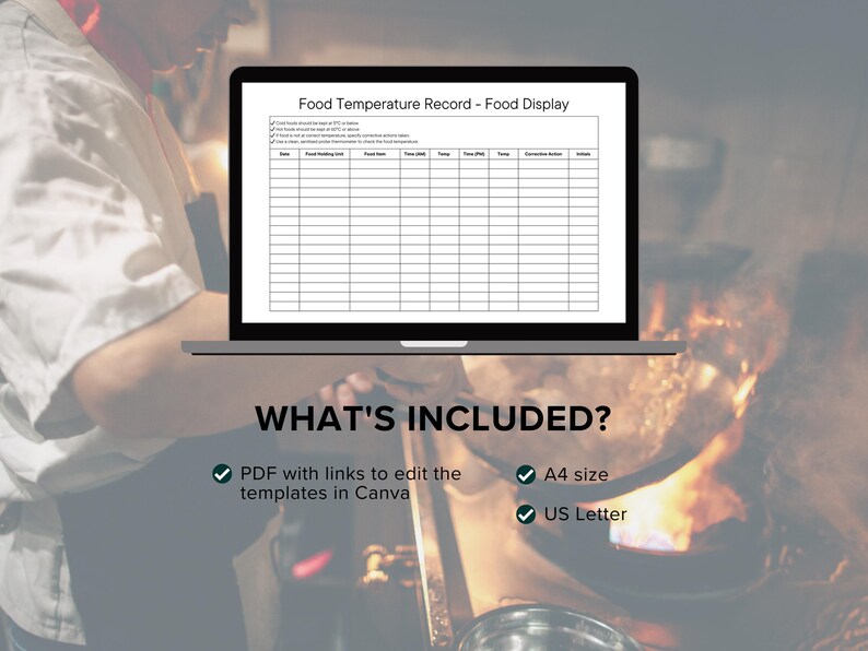 Food Temperature Record Sheets Canva Template, HACCP Compliance Forms ...