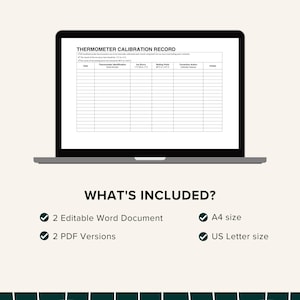 Thermometer Calibration Log Template, Editable HACCP Calibration Form ...