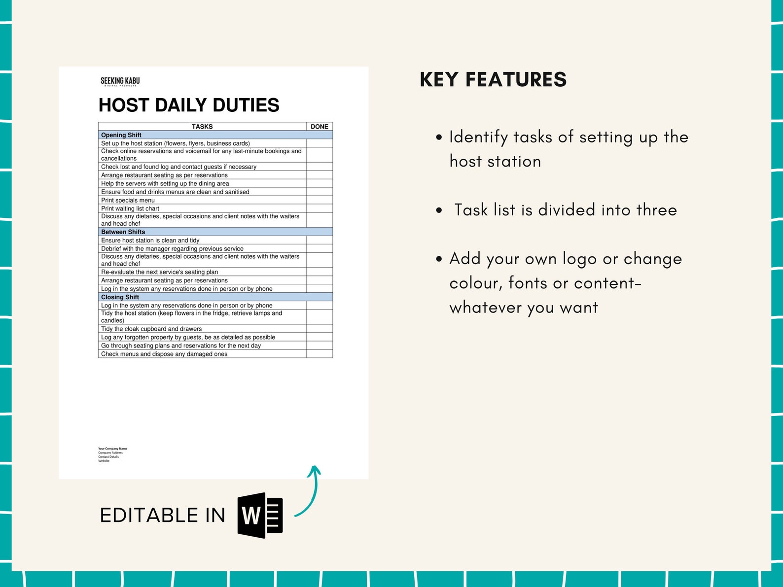 Restaurant Host Daily Duties; Tasks, Checklist, List; Training New ...